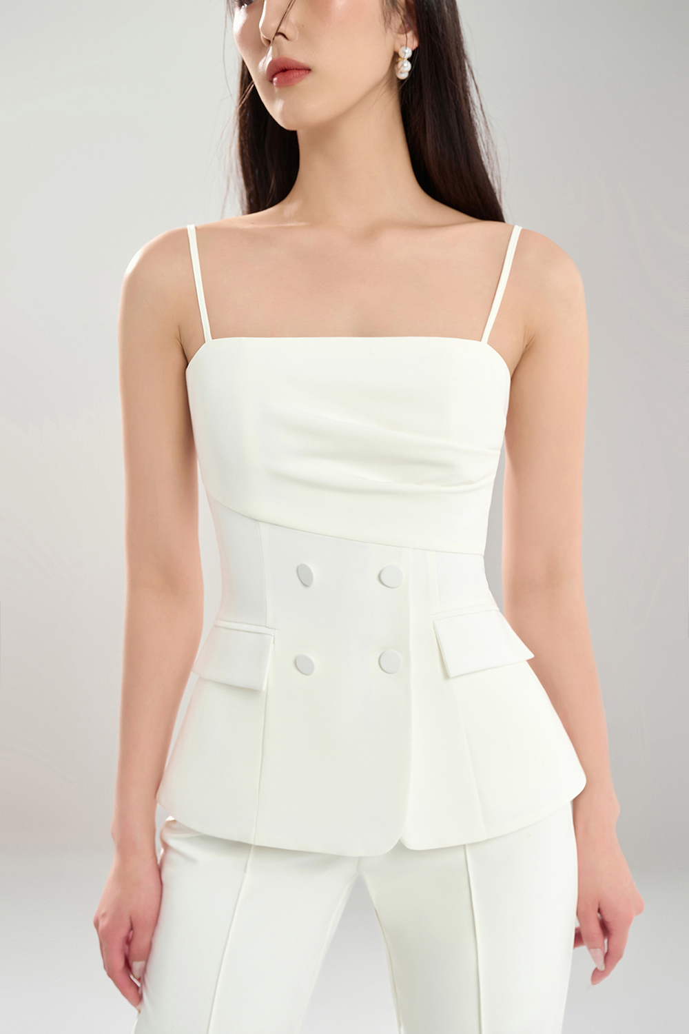 Zadie Tailored Top in Iconic White | Chello