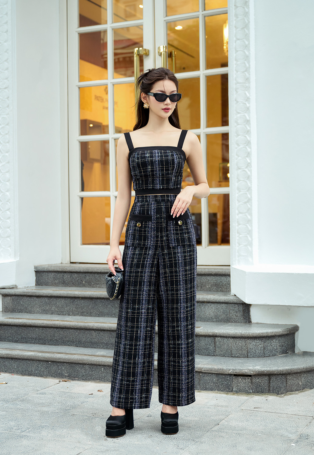 Brielle Tweed Pants in Classic Black | Chello