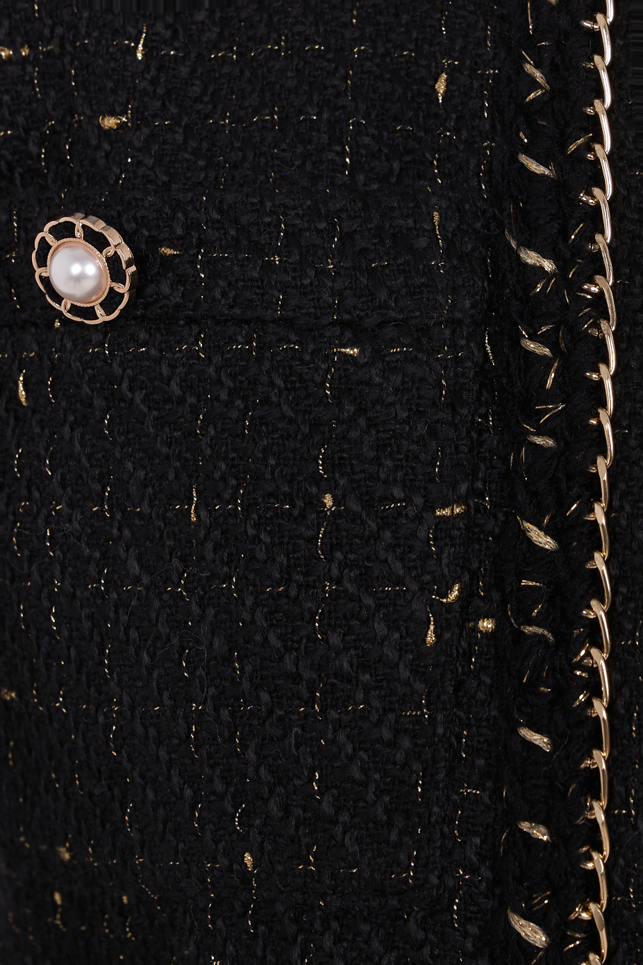Leonara Tweed Cropped Jacket in Black Gold | Chello
