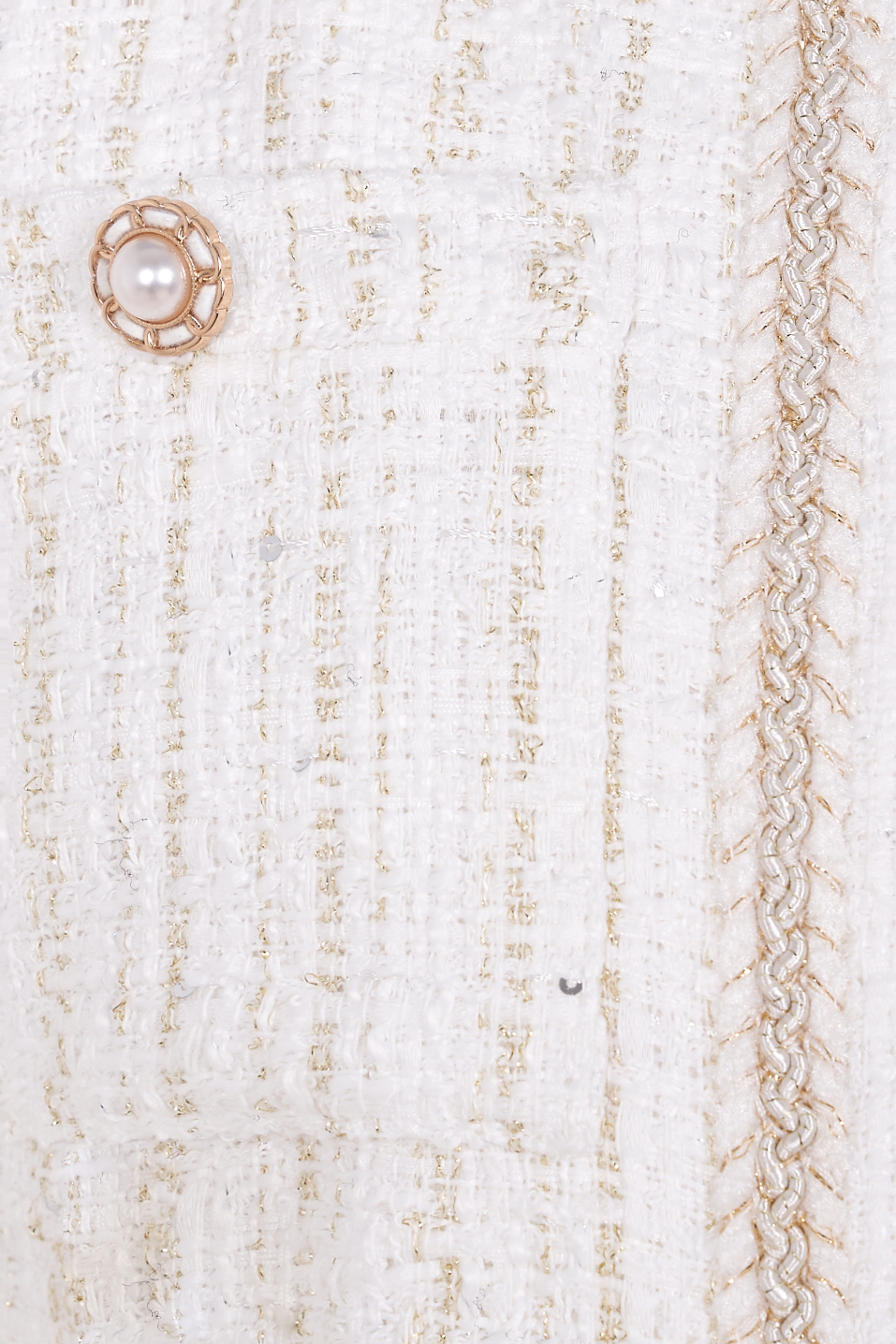 Leonara Tweed Cropped Jacket in White Gold | Chello