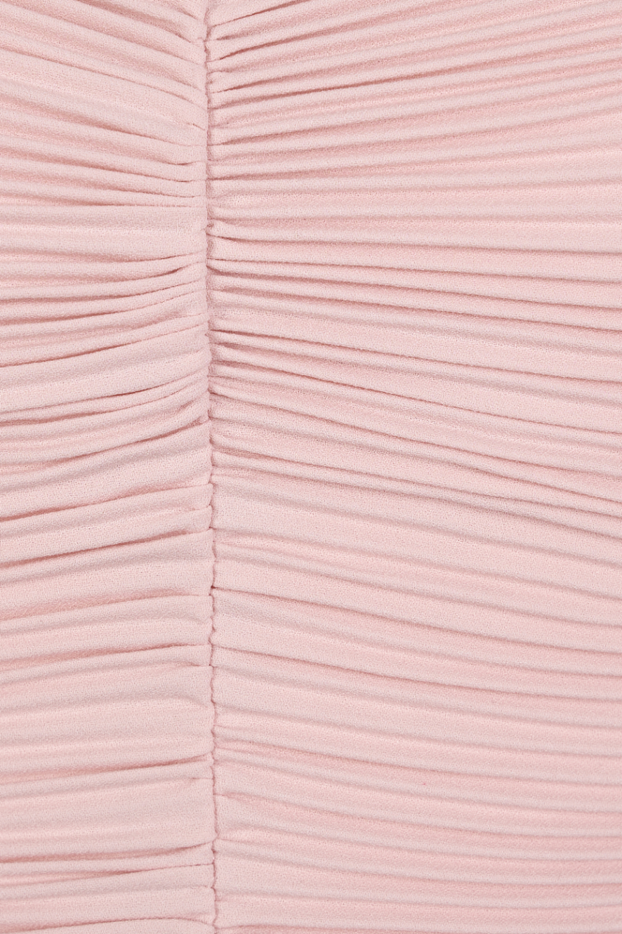 Callie Pleated Spaghetti Ribbon Straps Cropped Top in Teacup Rose | Chello