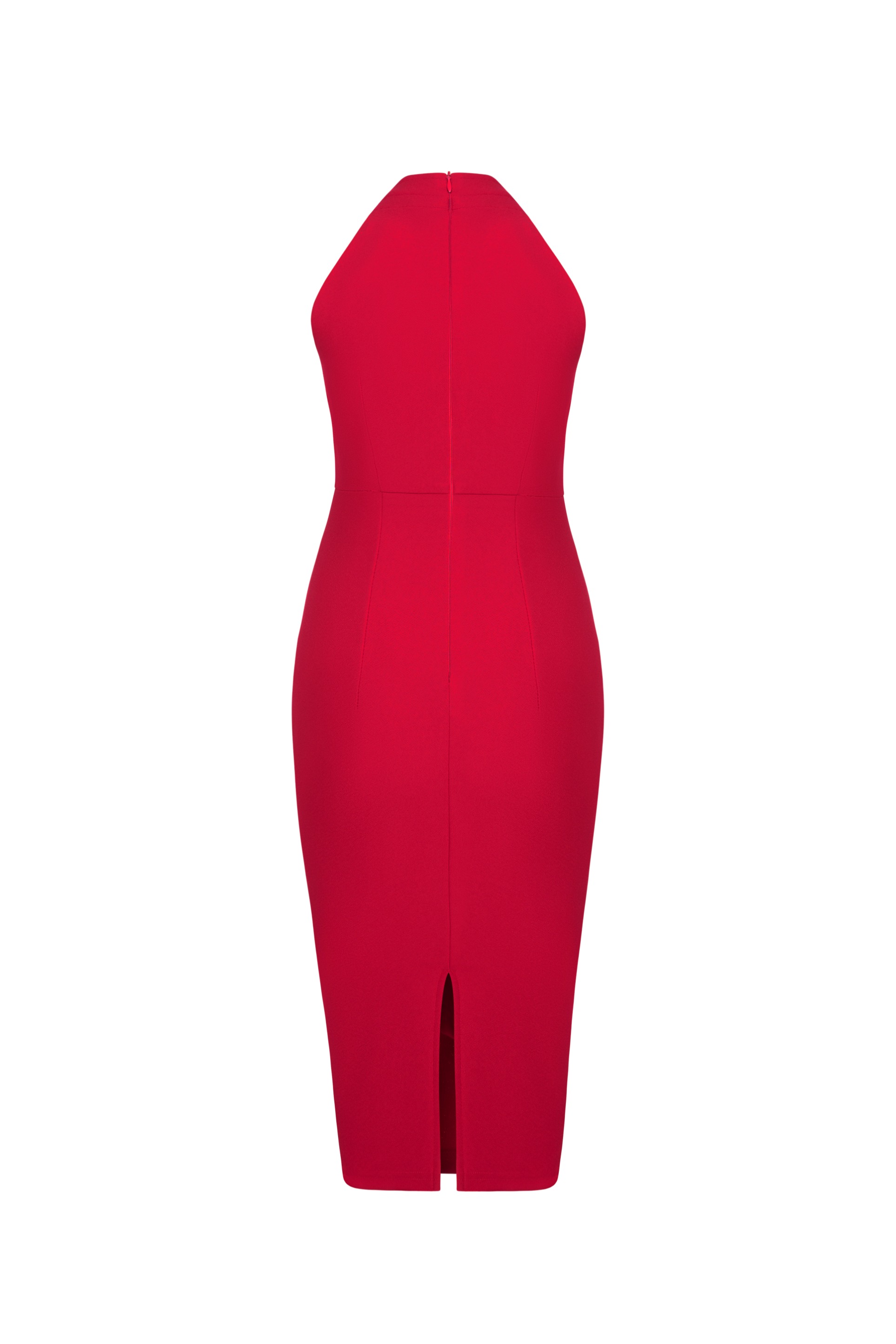 Janelle Crossover Halter Dress in True Red | Chello