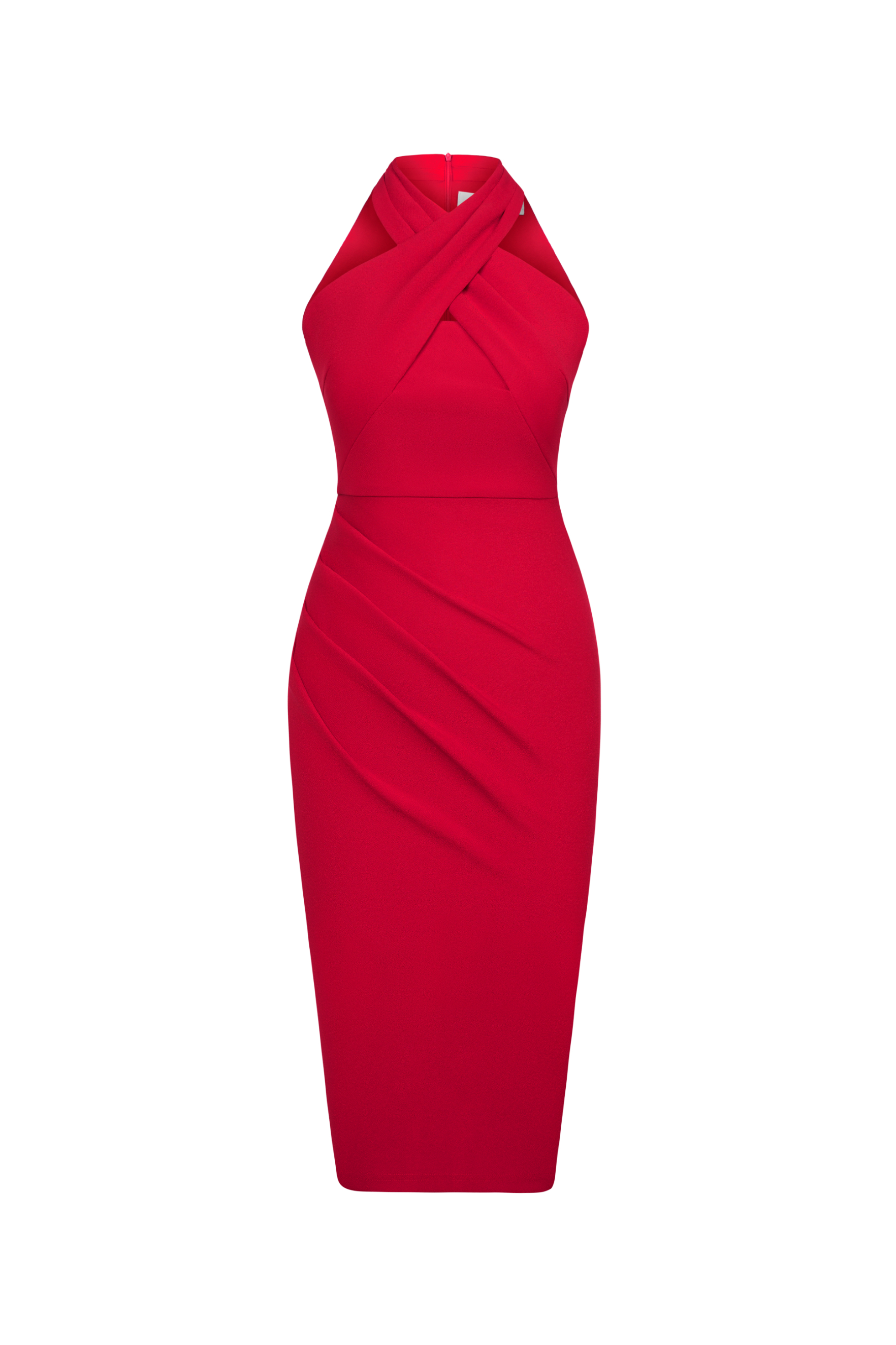 Janelle Crossover Halter Dress in True Red | Chello