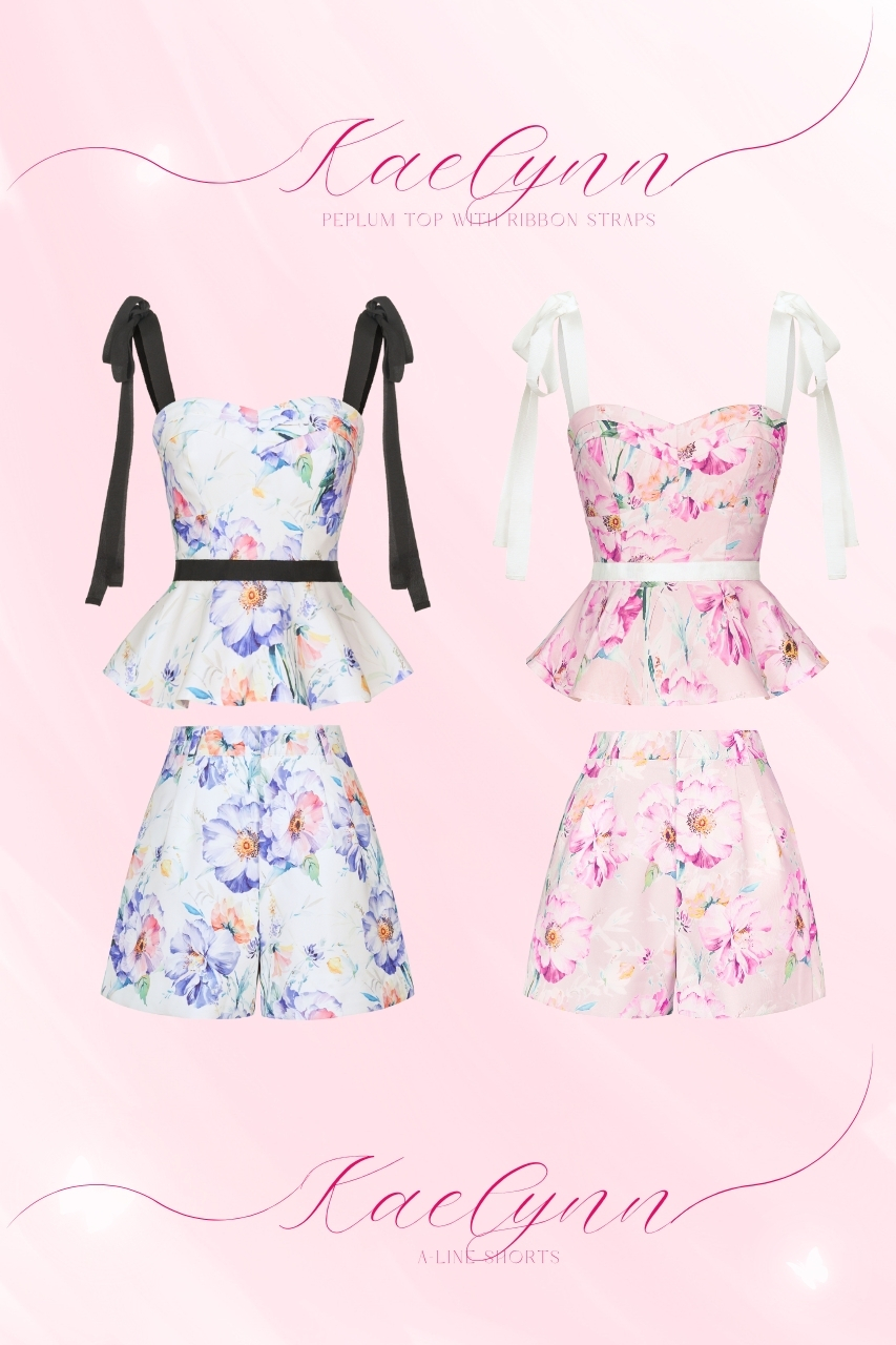 Kaelynn Peplum Top and A-line Shorts Set | Chello