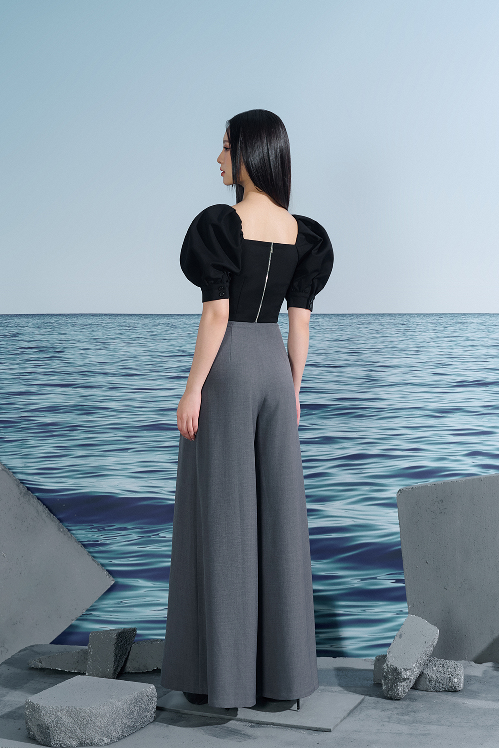 Audra Tailored Palazzo Pants In Asher Grey | Chello