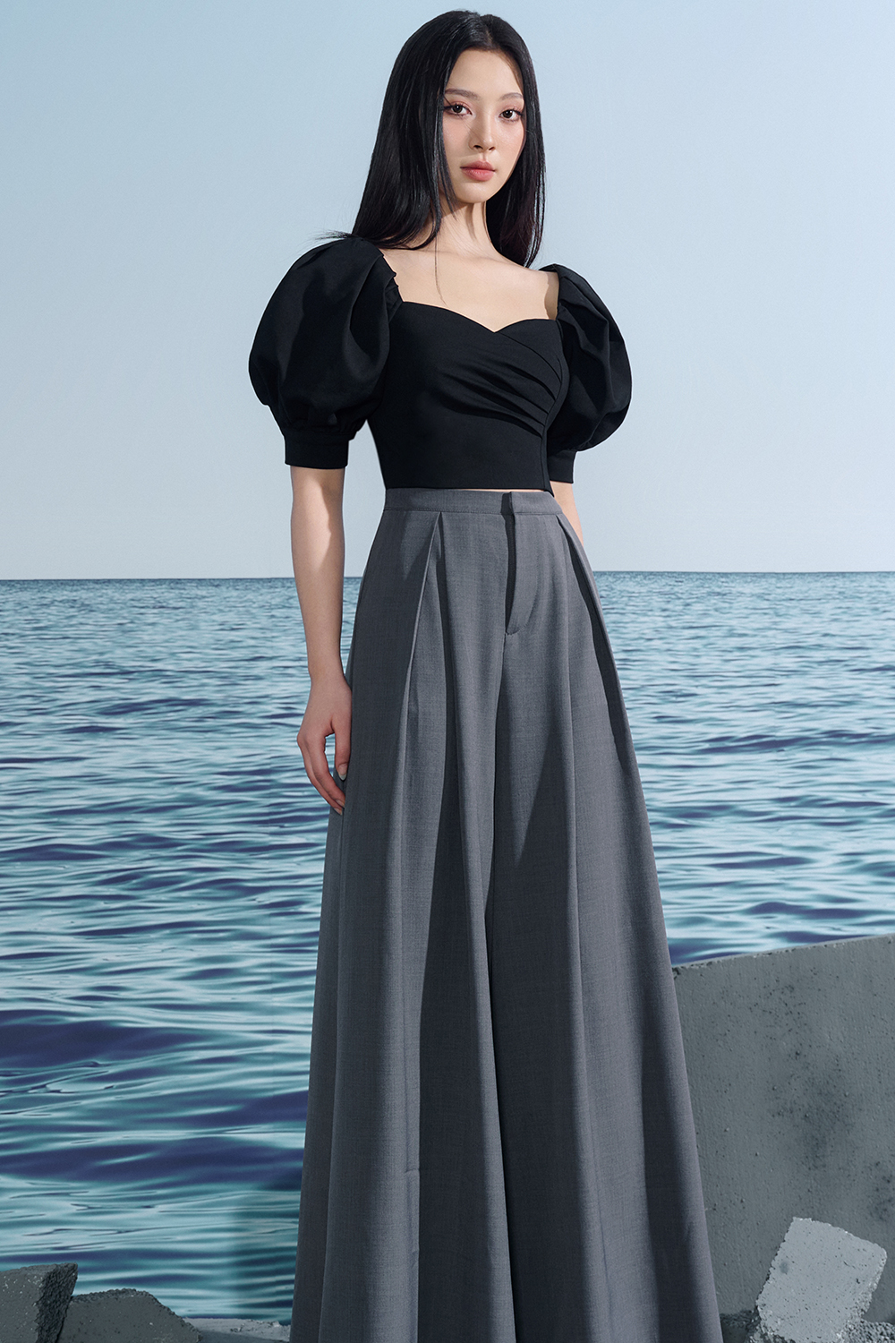 Audra Tailored Palazzo Pants In Asher Grey | Chello