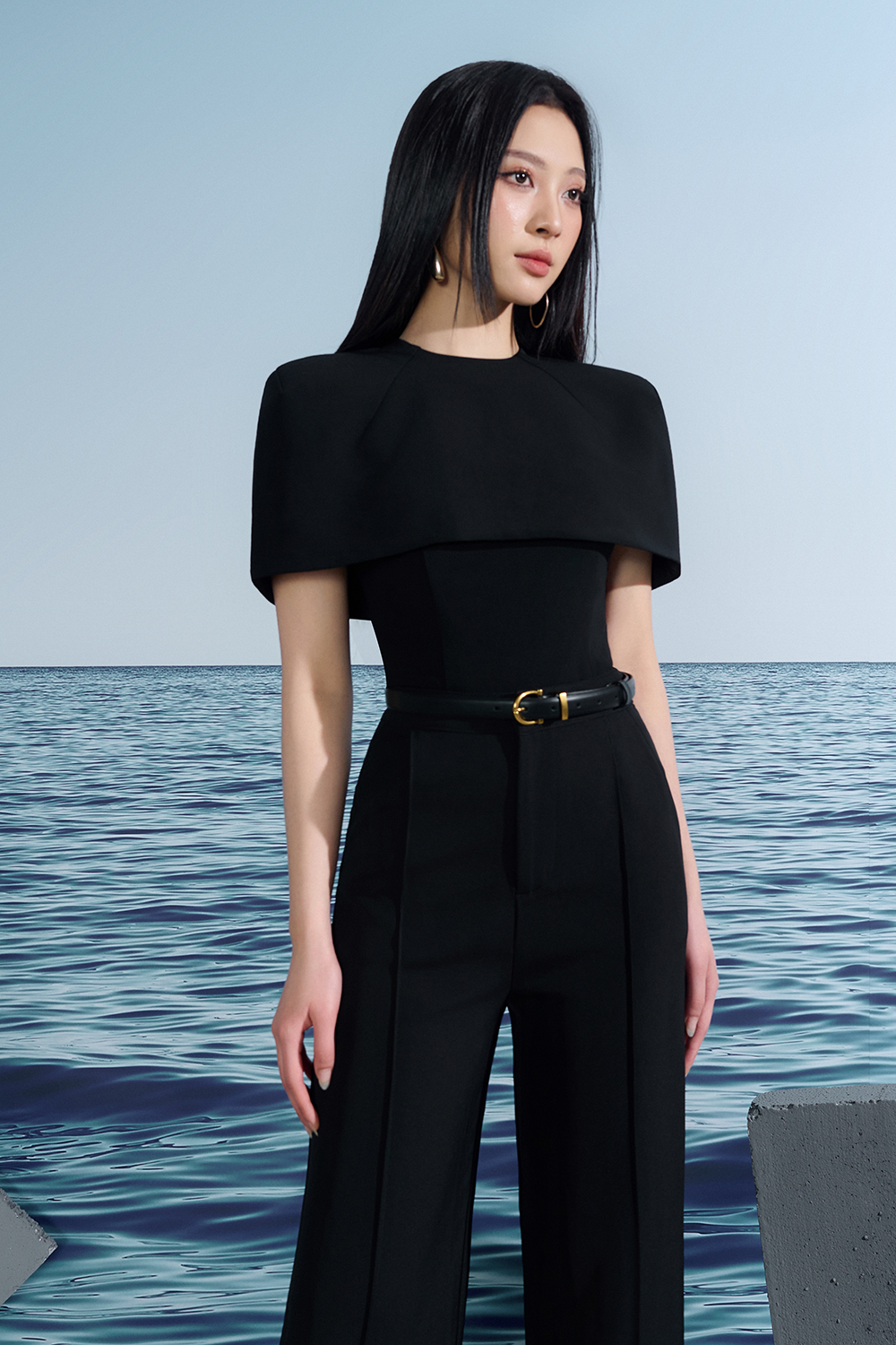 Katherine Removable Cape Top In Classic Black | Chello