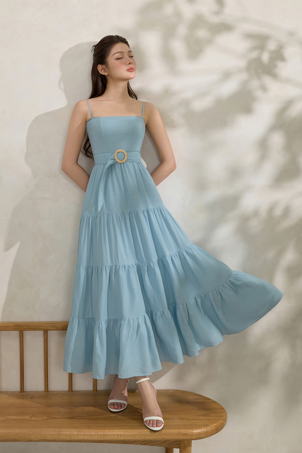 Aerilyn Belted Maxi Dress in Baby Blue | Chello