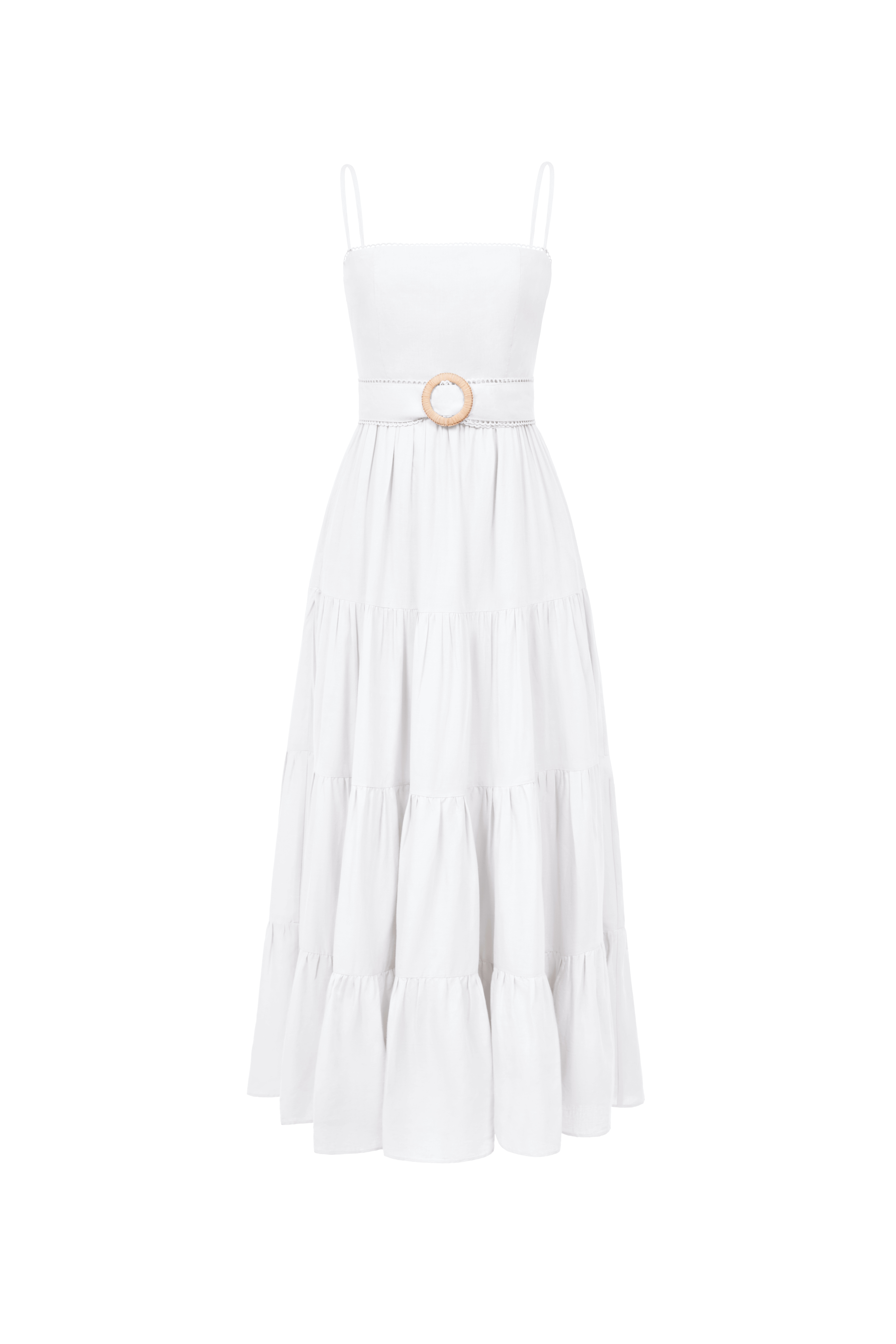 Aerilyn Belted Maxi Dress in Iconic White | Chello