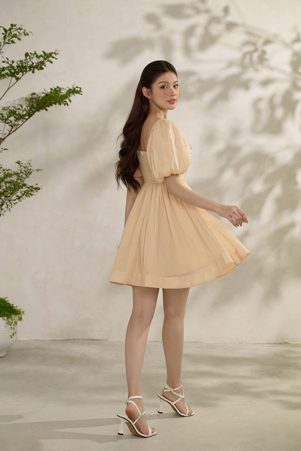 Haven Puff Dreamy Mini Dress in Sunshine Peach | Chello