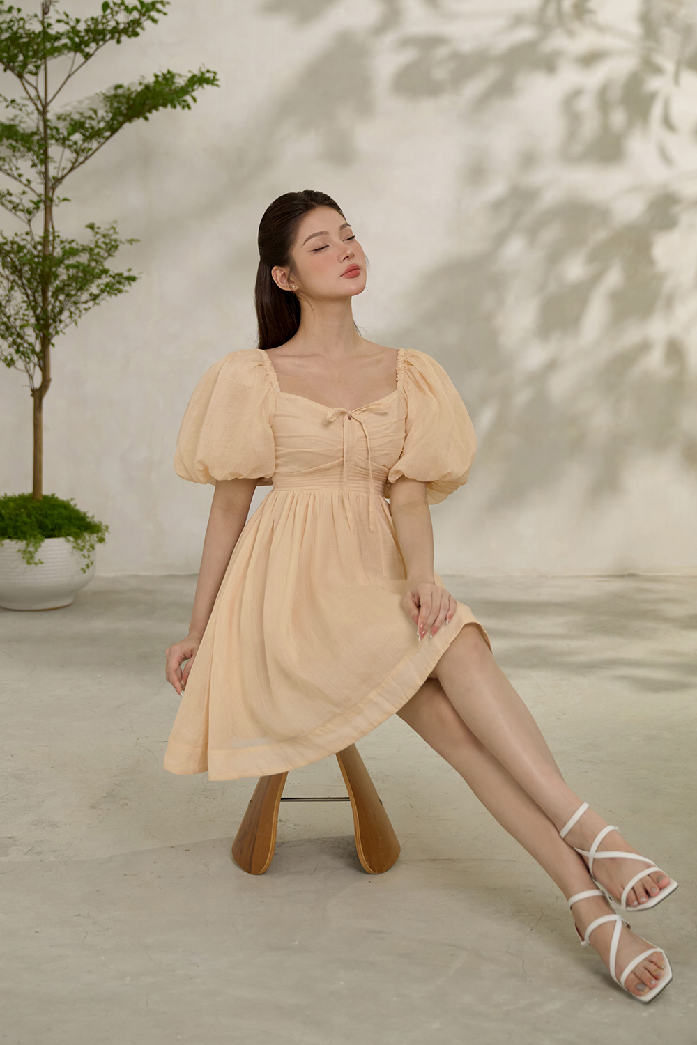 Haven Puff Dreamy Mini Dress in Sunshine Peach | Chello