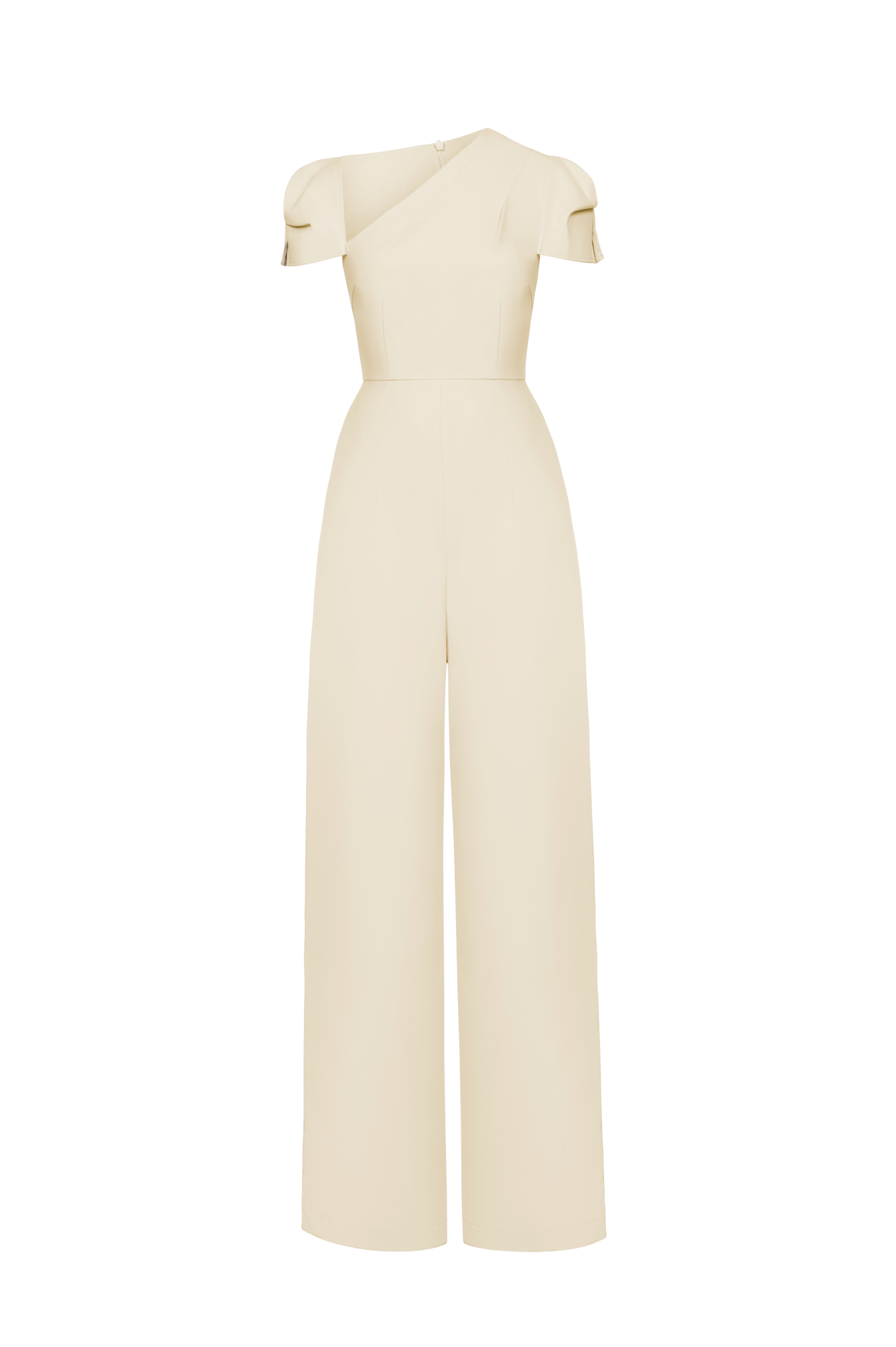 Huxley Asymmetrical Cap Sleeves Jumpsuit in Parchment | Chello