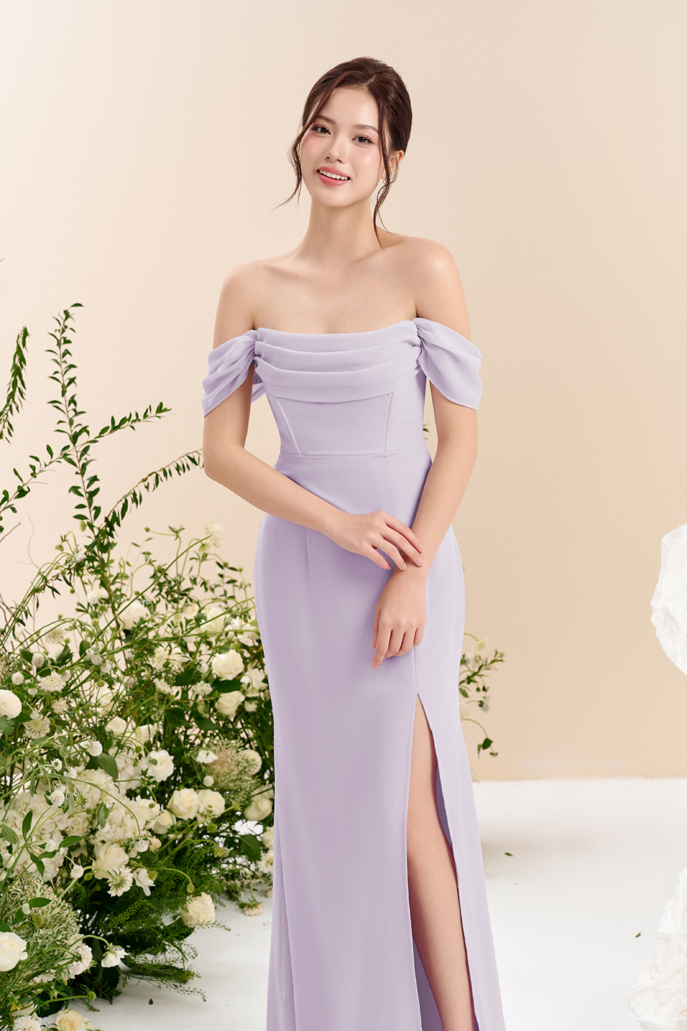 Iris 4-Way Mermaid Slip Padded Maxi Dress in Dreamy Lavender | Chello