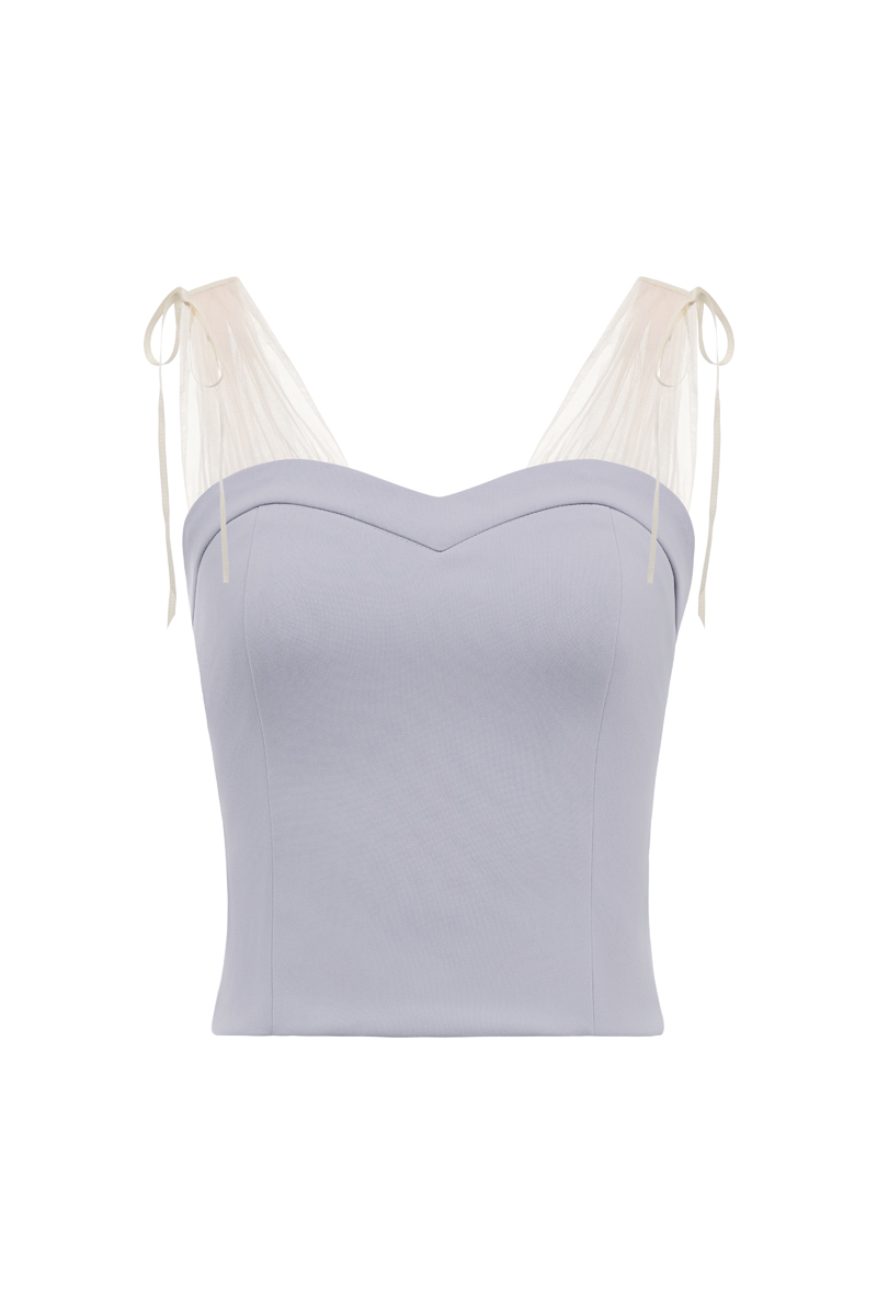 Arletta Sweetheart Tulle Strap Top in Lavender Fog | Chello