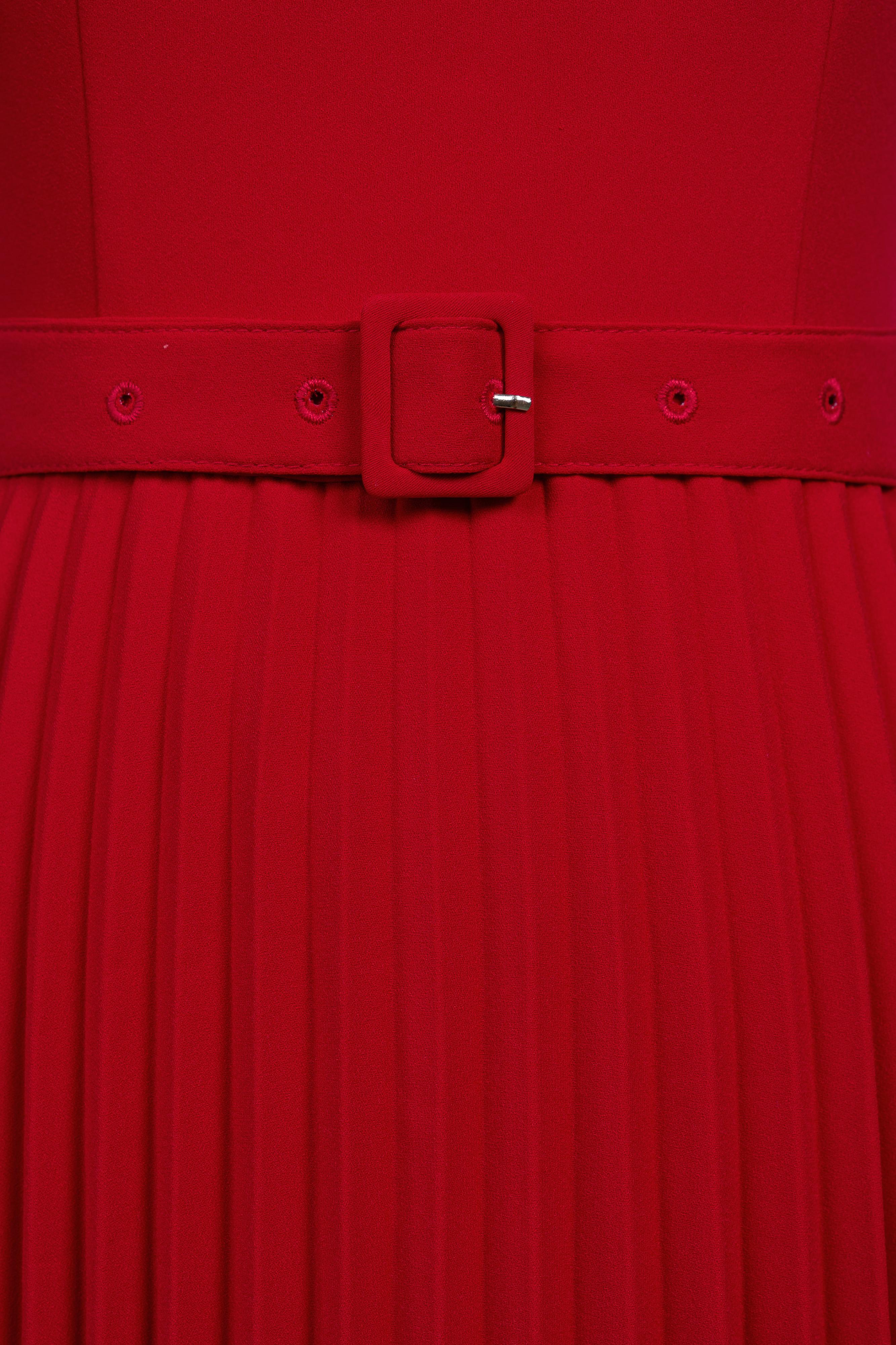 Ivy Layered Pleated Midi Dress in Scarlet Red | Chello