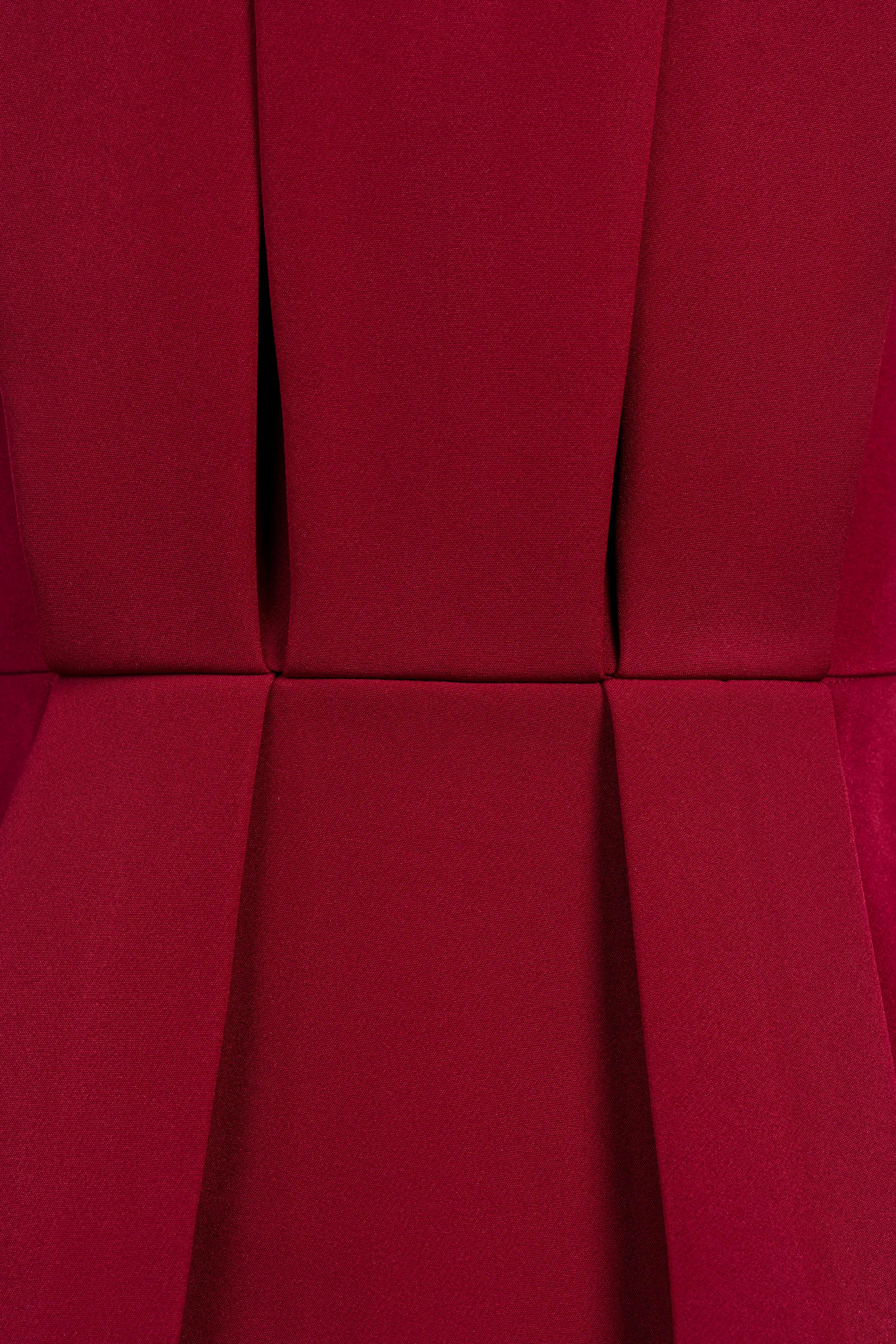 Kalei Asymmetrical Pleated Peplum Romper in Crimson Red | Chello