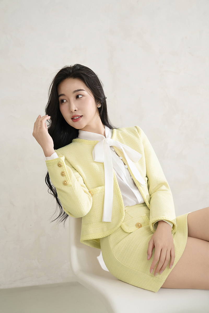 Byeol Tweed Jacket in Daffodil Yellow | Chello