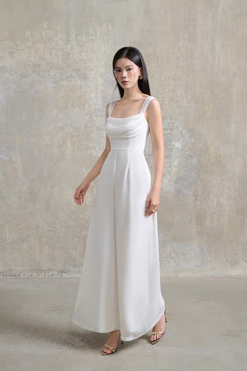 Arelli Cowl Jumpsuit in Iconic White | Chello