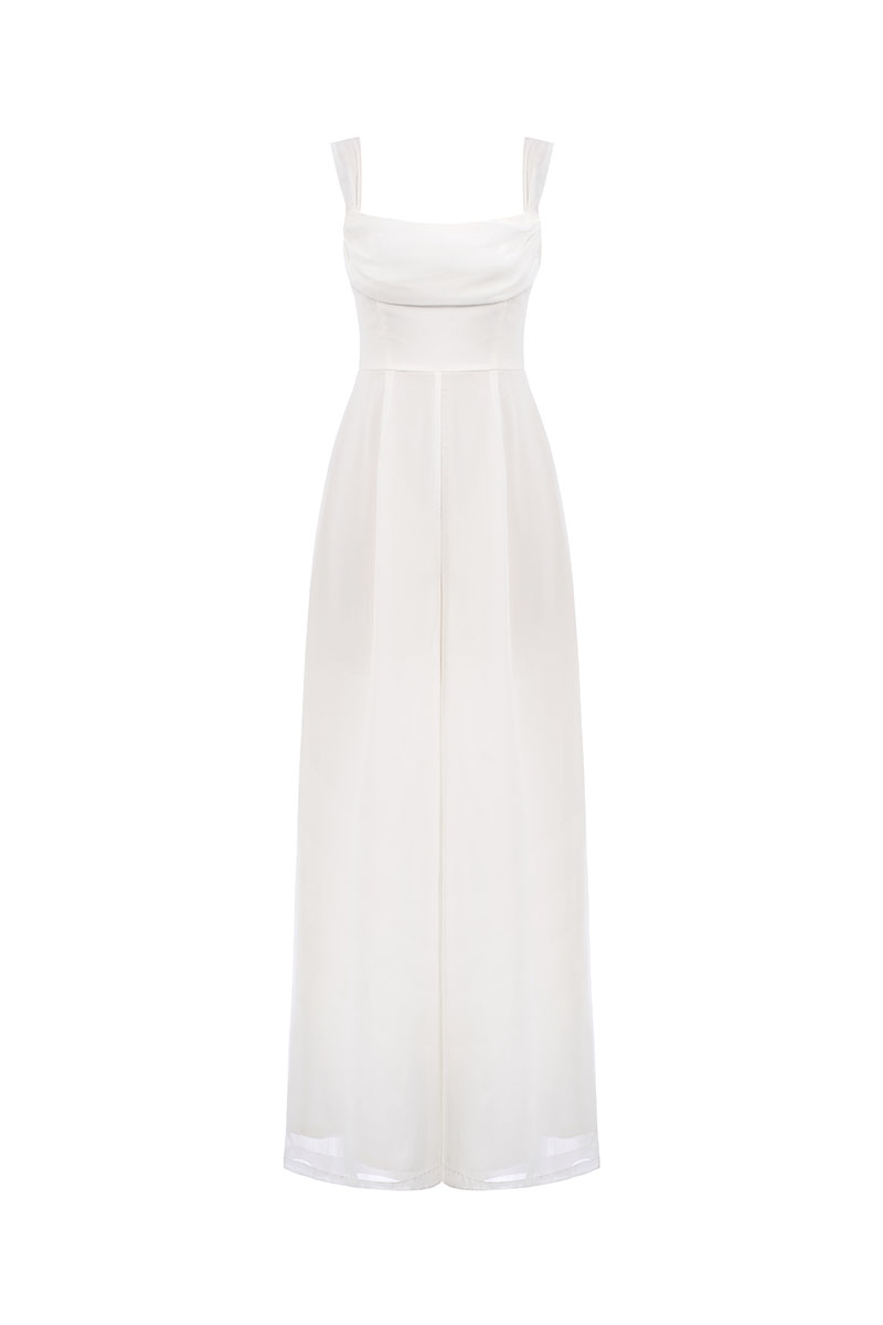 Arelli Cowl Jumpsuit in Iconic White | Chello