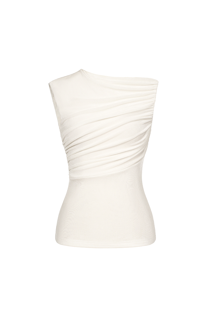 Alexa Drape Knit Top in Iconic White | Chello